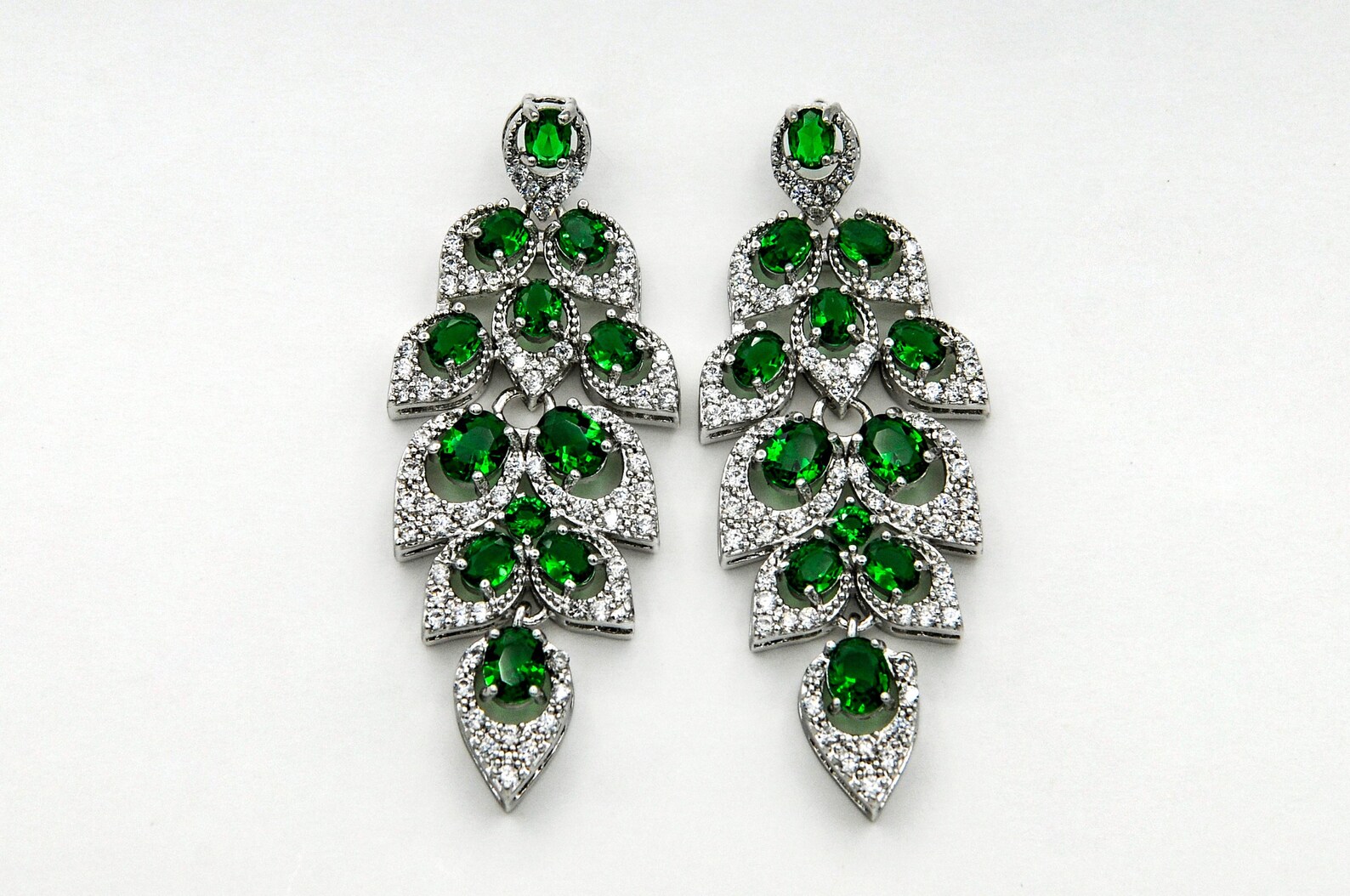 Emerald White Gold Bridal Sets Emerald Wedding Sets - Etsy