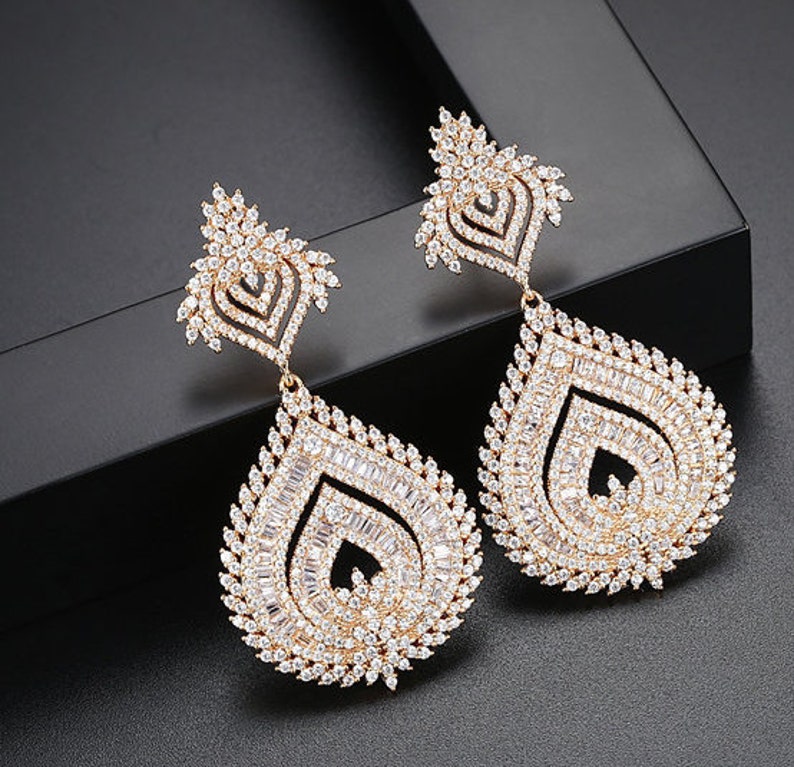 Crystal Bridal Earrings Art Deco Crystal Earrings - Etsy
