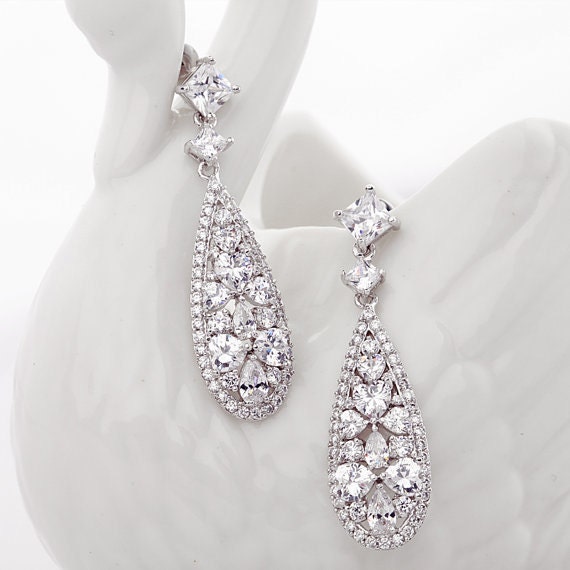 Elegant Bridal Earrings Crystal Wedding Earrings Crystal - Etsy