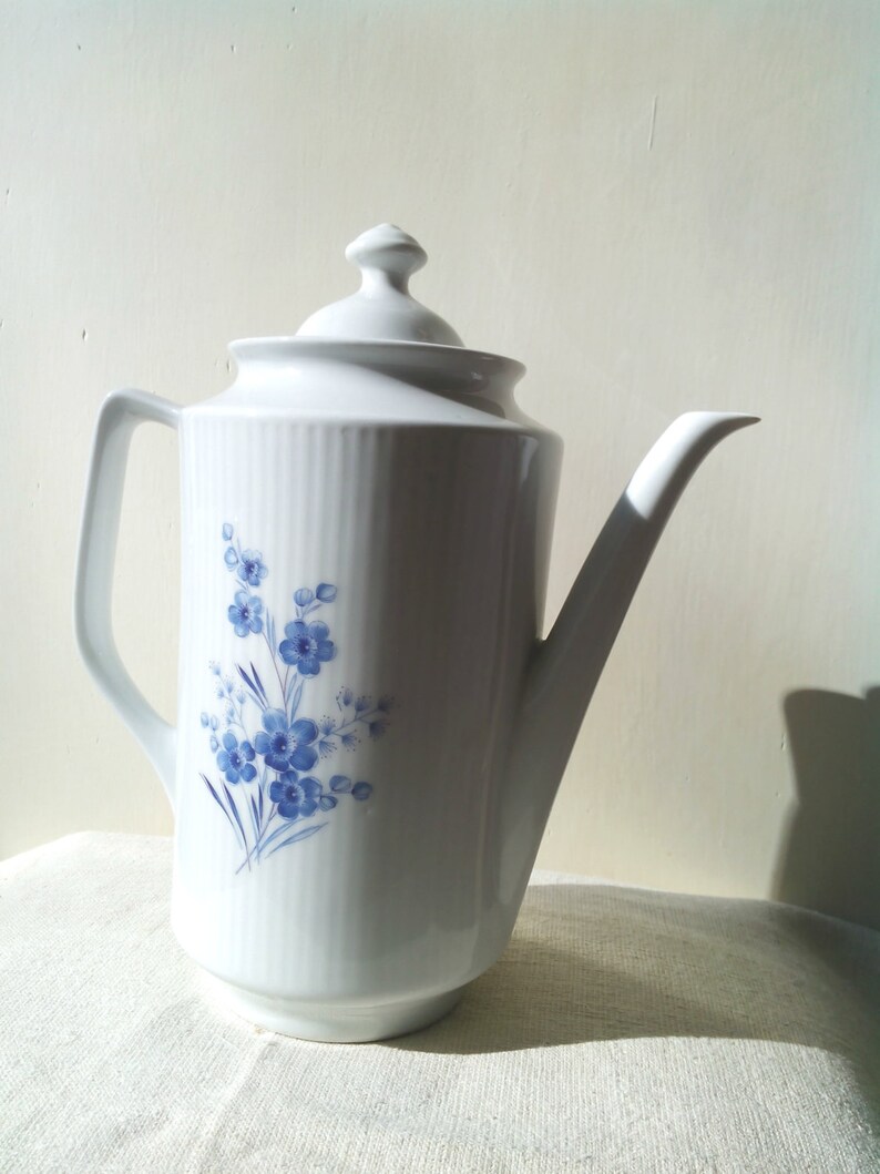 Vintage Hand Painted Porcelain Water Tea Pitcher Blue Floral Bavaria - Etsy