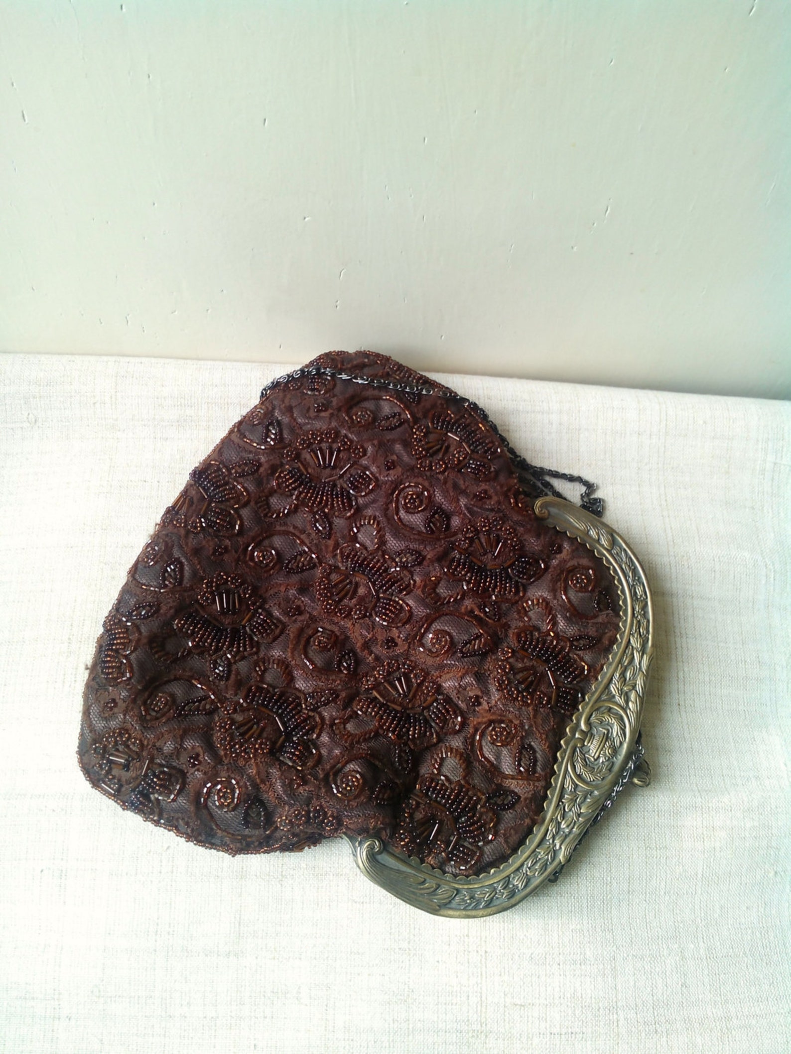 Vintage Hand Beaded Brown Cocktail Purse Theater Prop Dress-up Purse - Etsy