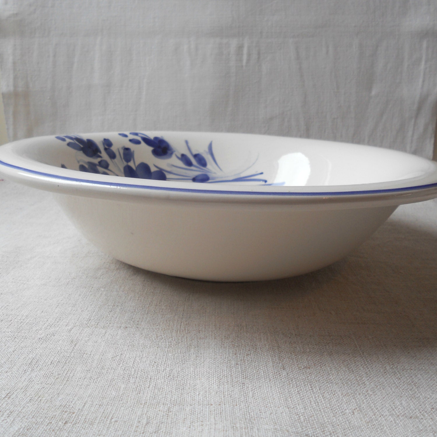 Antique Ceramic Blue Floral Hand Painted Glazed Ceramic Bowl - Etsy