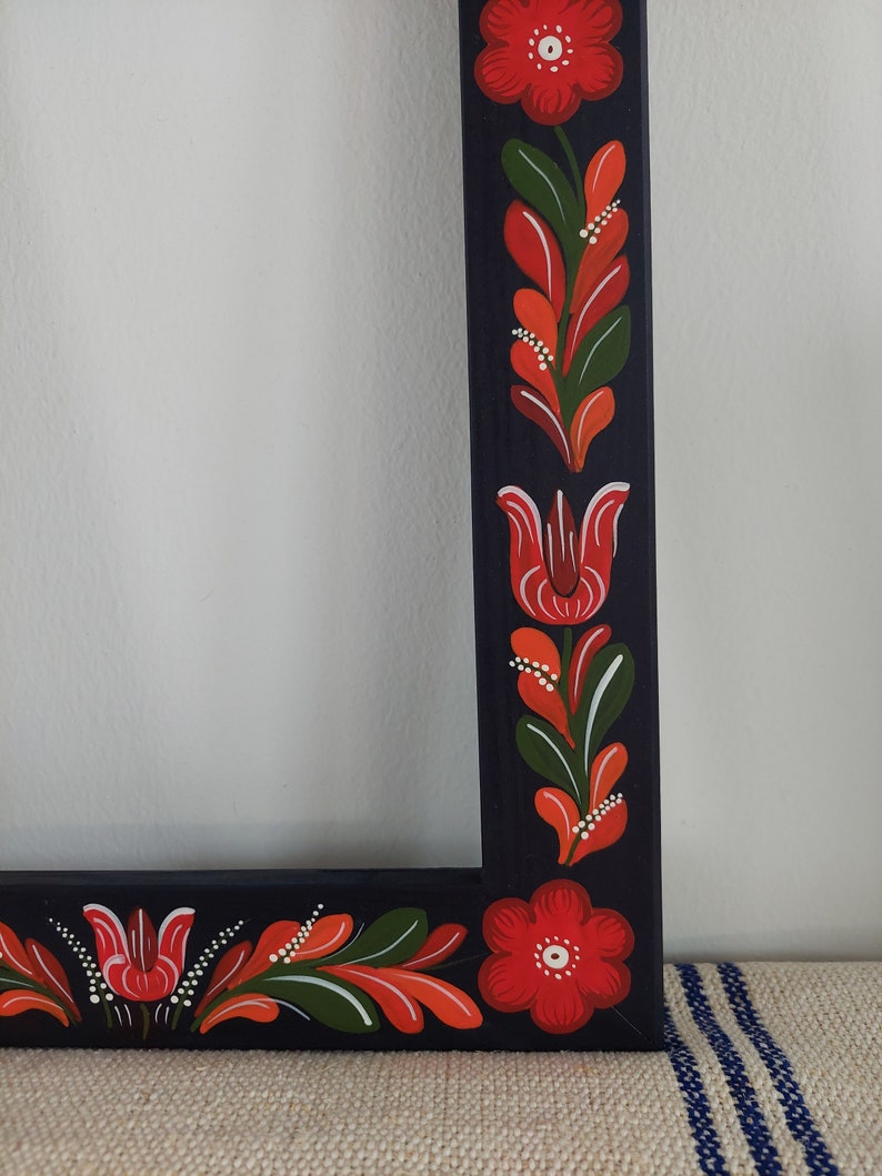 Hand Painted Wooden Mirror Frame Photo Frame Hungarian Folk - Etsy