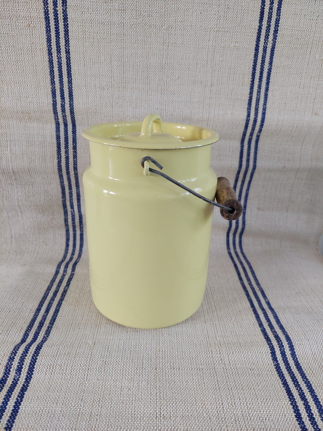 Yellow Milk Can - Kitchenalia - Vintage Pastel Yellow Enamel Milk Can ...