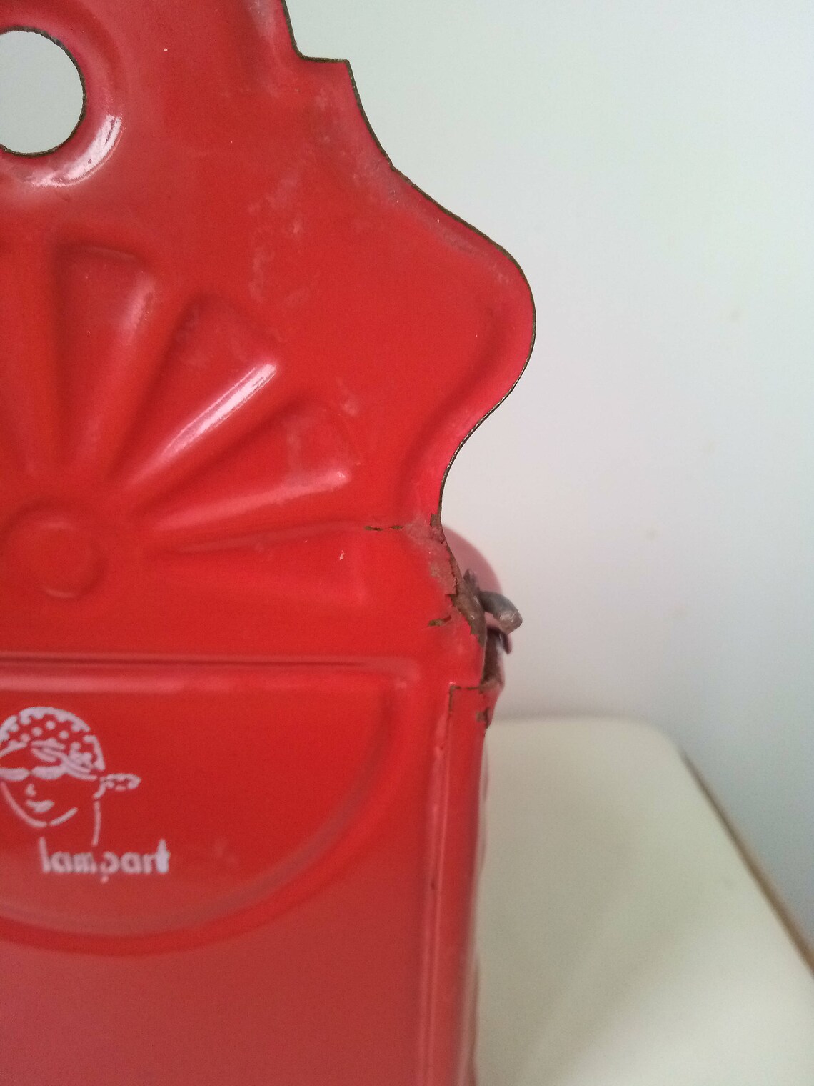 Red Antique Enamel Salt Box Country Chic Kitchen Decor Salt | Etsy