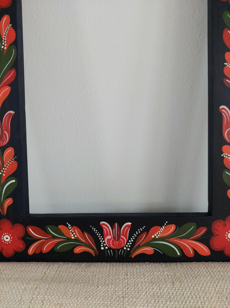 Hand Painted Wooden Mirror Frame Photo Frame Hungarian Folk - Etsy