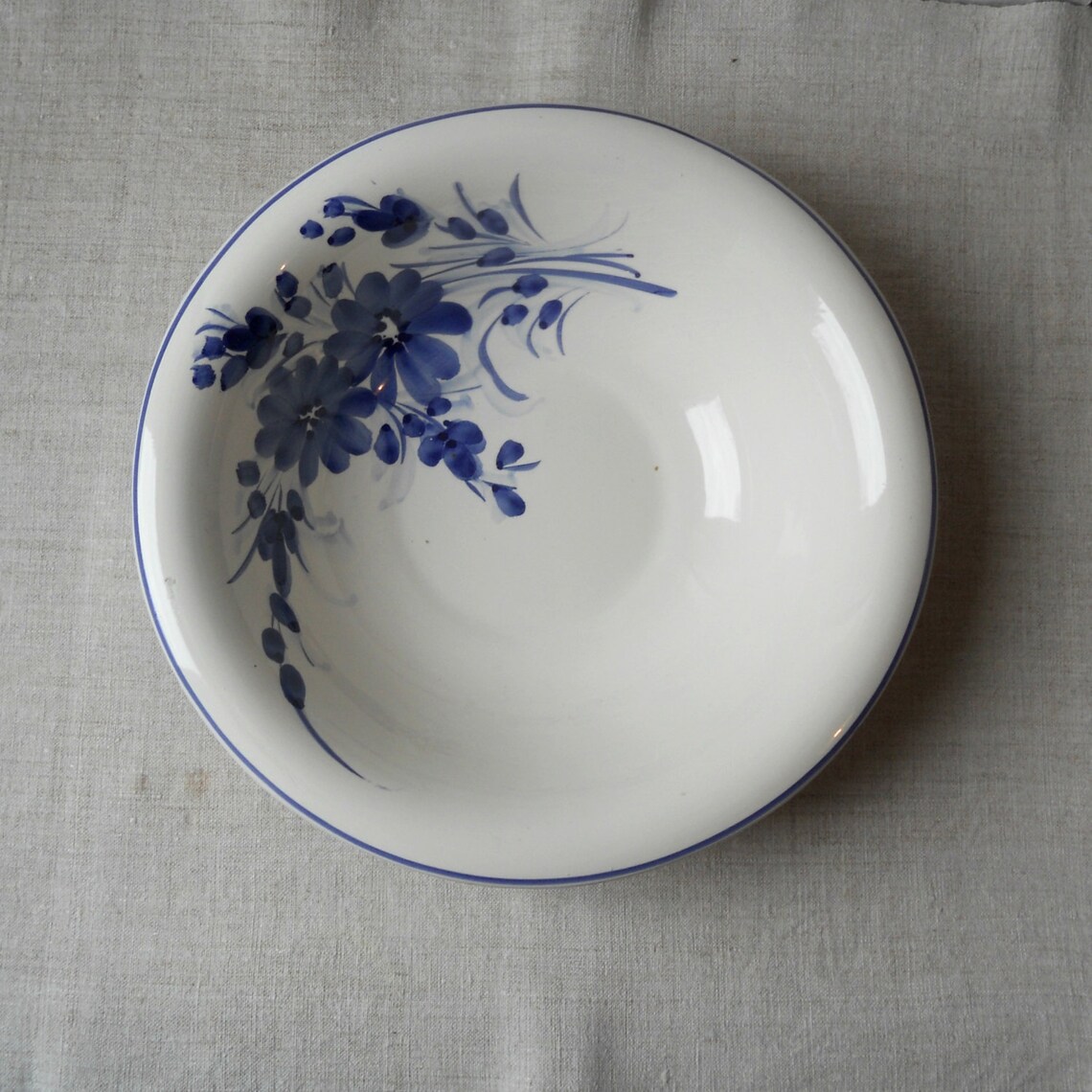 Antique Ceramic Blue Floral Hand Painted Glazed Ceramic Bowl - Etsy