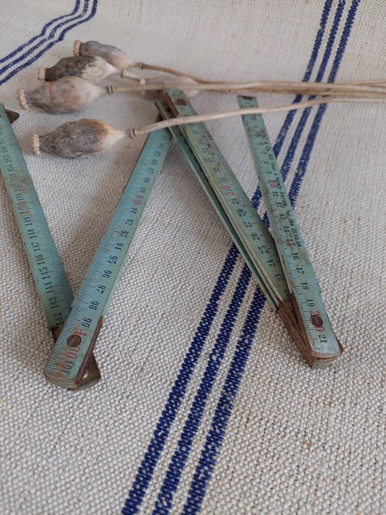 Vintage Sky Blue Wood Folding Ruler Measuring Tool - Etsy