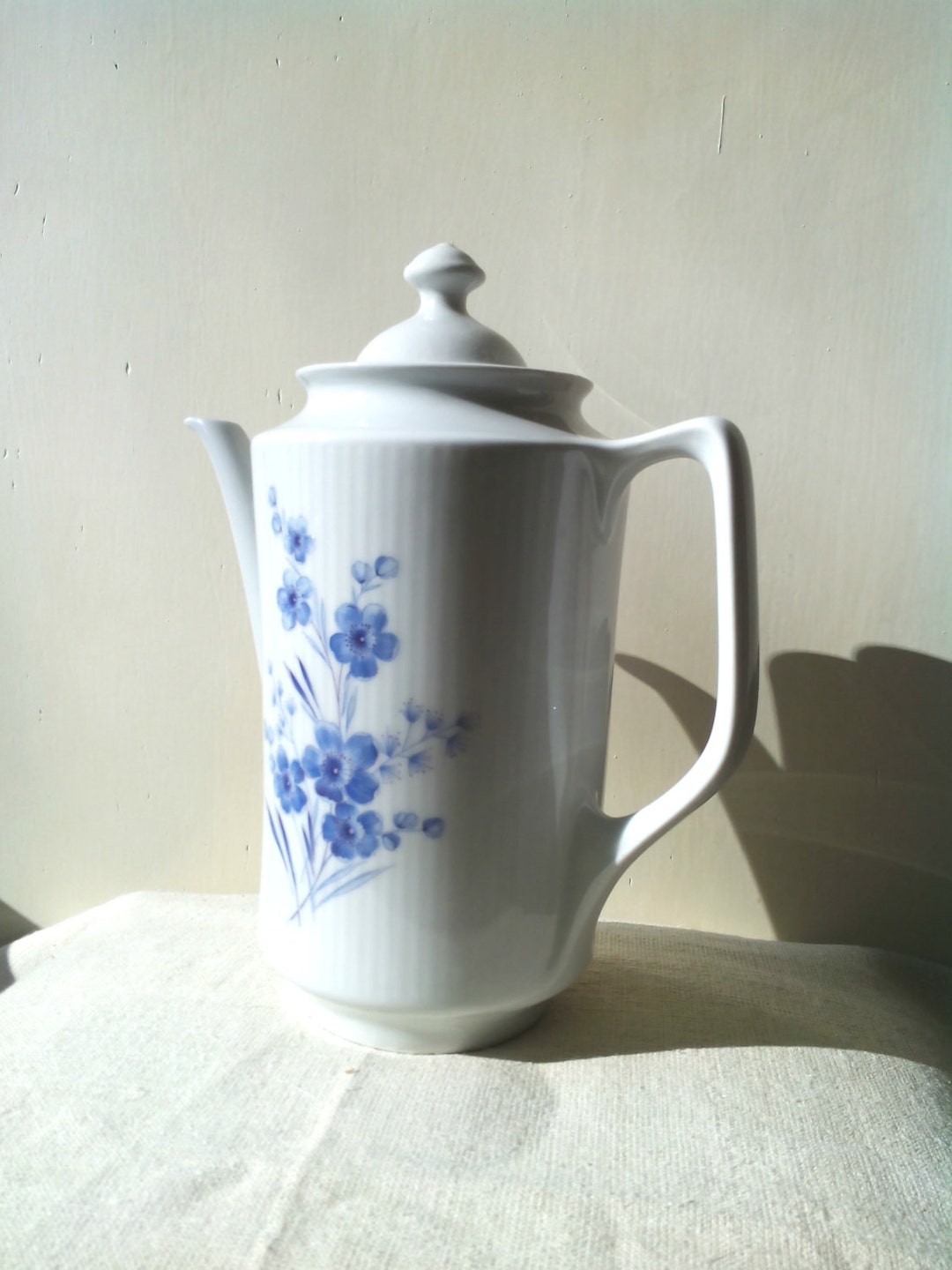 Vintage Hand Painted Porcelain Water Tea Pitcher Blue Floral Bavaria - Etsy