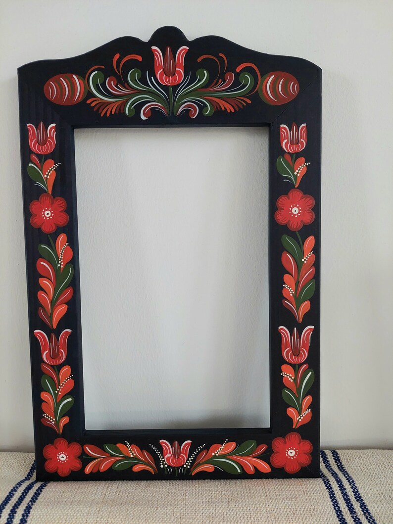 Hand Painted Wooden Mirror Frame Photo Frame Hungarian Folk - Etsy