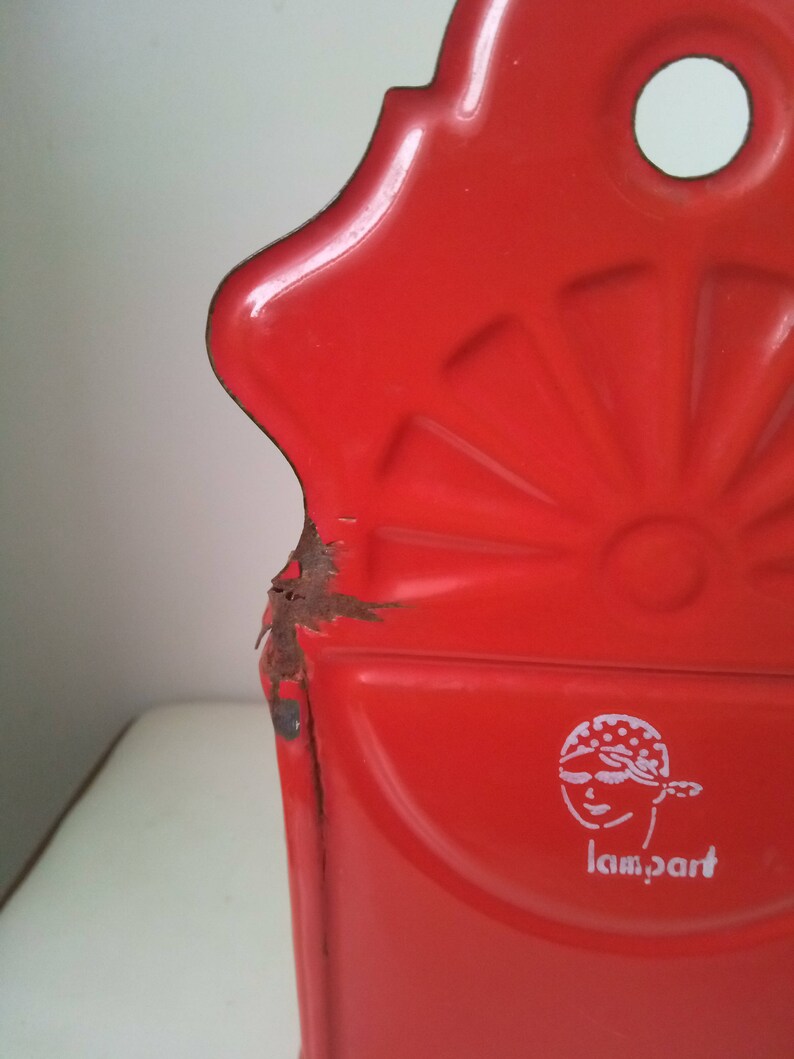 Red Antique Enamel Salt Box Country Chic Kitchen Decor Salt | Etsy