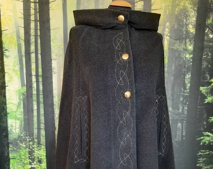 Cloak Hooded Cape With Hood and Embroidery Celtic Knot - Etsy