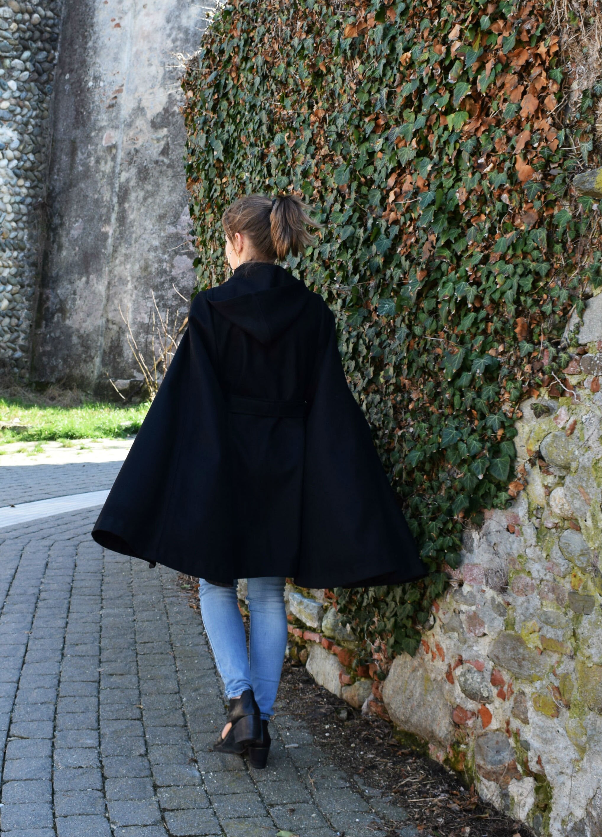 Cloak Hooded Cape With Hood, Buttons, Pockets and Belt - Etsy