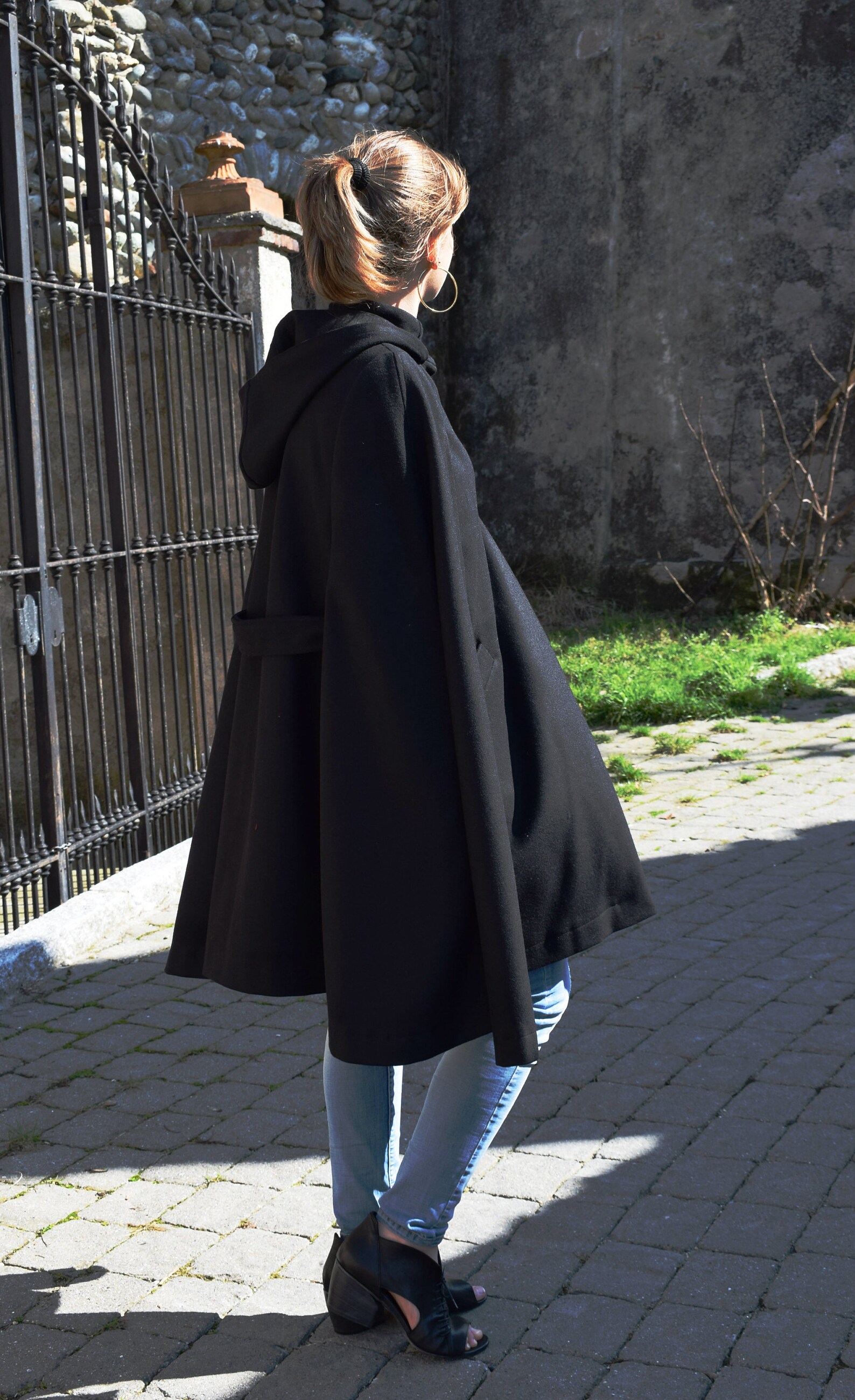 Cloak Hooded Cape With Hood, Buttons, Pockets and Belt - Etsy