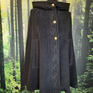 Cloak hooded cape with hood and embroidery celtic knot | Etsy
