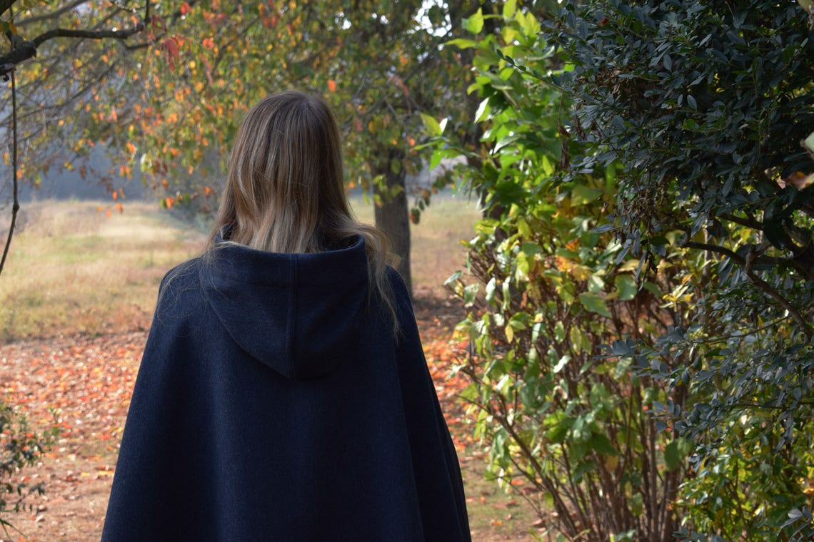 Cloak hooded cape with hood and embroidery celtic knot | Etsy