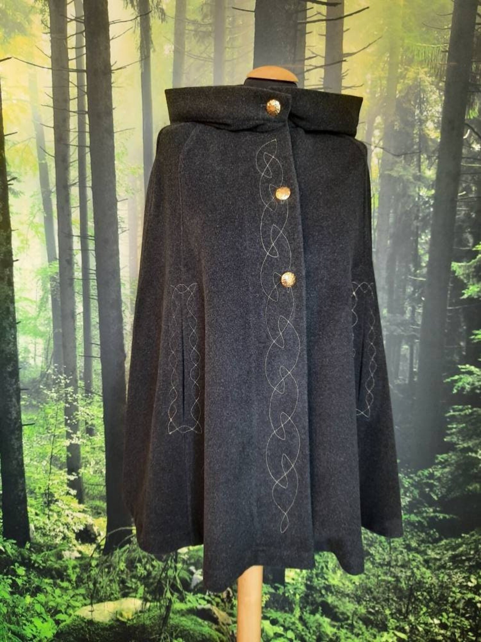 Cloak Hooded Cape With Hood and Embroidery Celtic Knot - Etsy