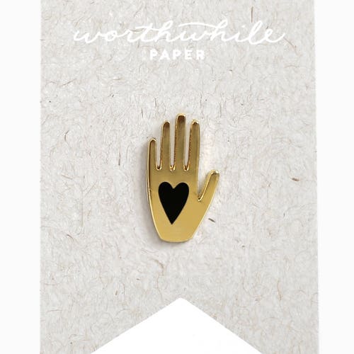 Hand Heart Enamel Pin // Gold Hand // Hard Enamel Cloisonné - Etsy
