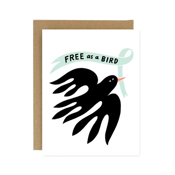 Free as a Bird Card Screen Printed Folding Celebration and - Etsy