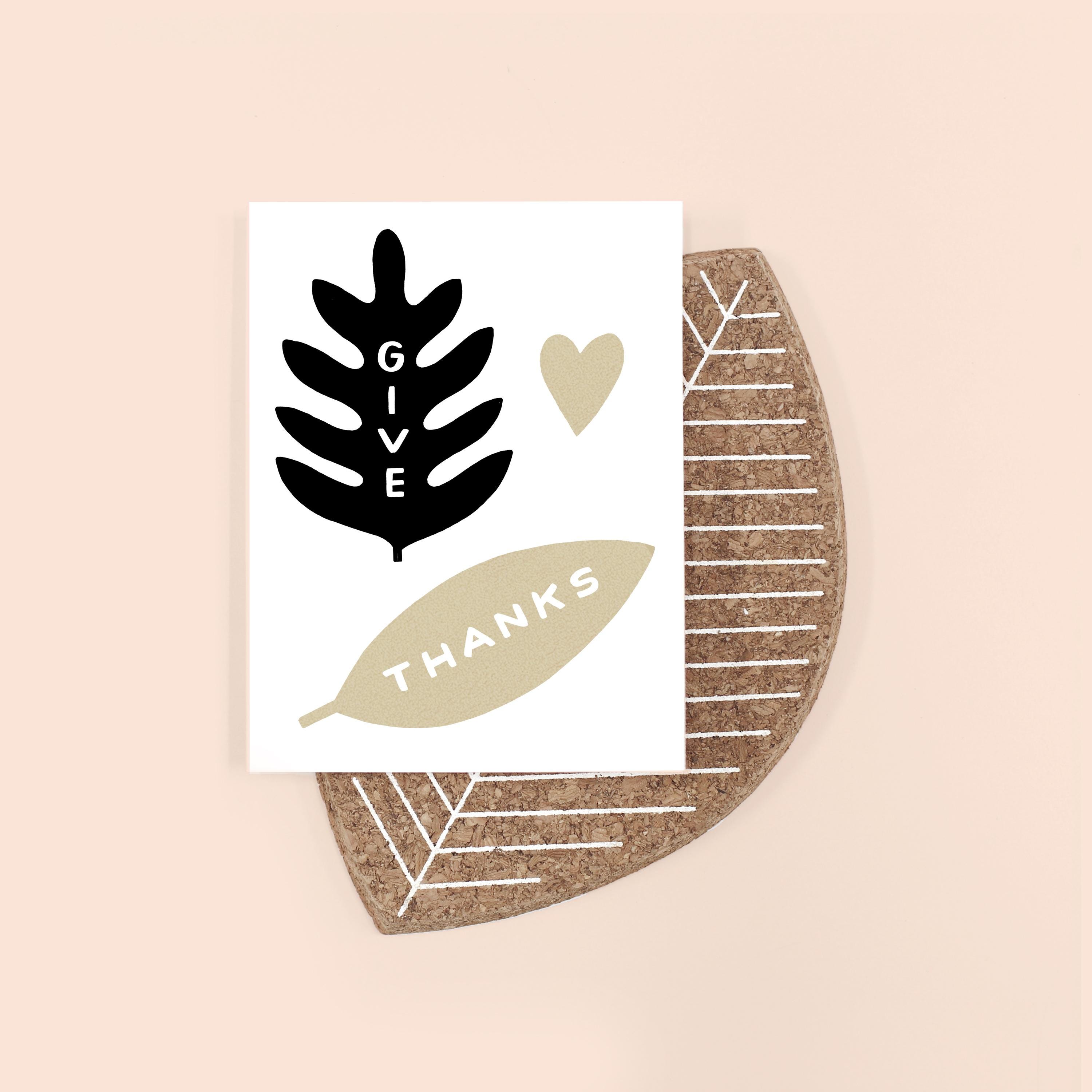 Thanksgiving Card - Give Thanks Screen Printed Folding Card - Etsy