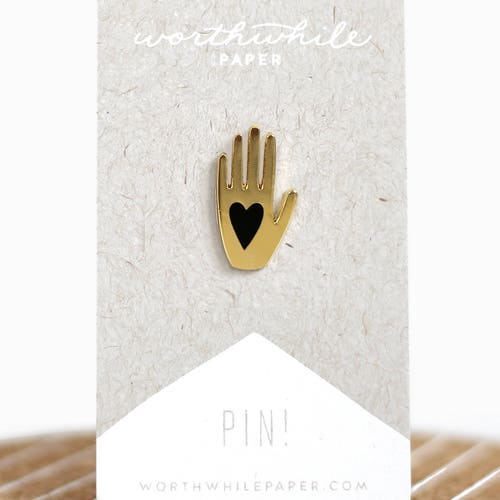 Hand Heart Enamel Pin // Gold Hand // Hard Enamel Cloisonné - Etsy