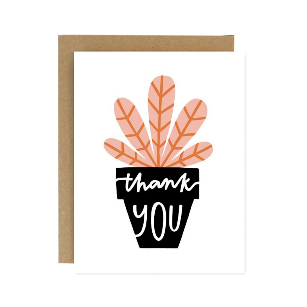 Thank You Potted Plant Screen Printed Folding Thank You Card - Etsy