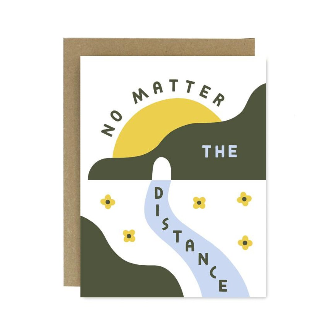 No Matter the Distance Card- Screen Printed Greeting Card - Etsy