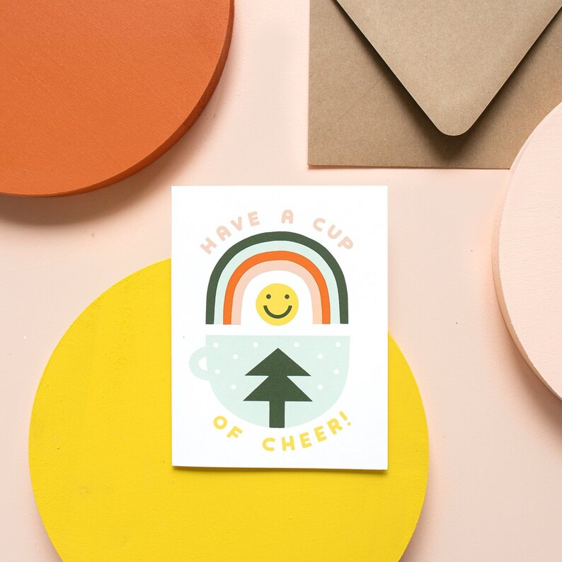 Cup of Cheer Card Winter Screen Printed Greeting Card - Etsy