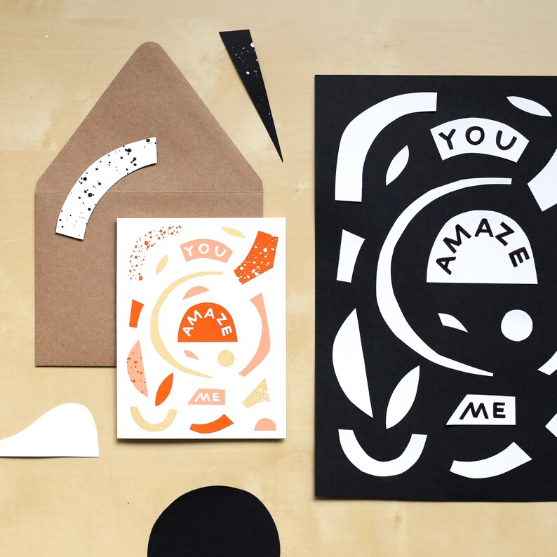 You Amaze Me Abstract Shapes Screen Printed Greeting Card - Etsy