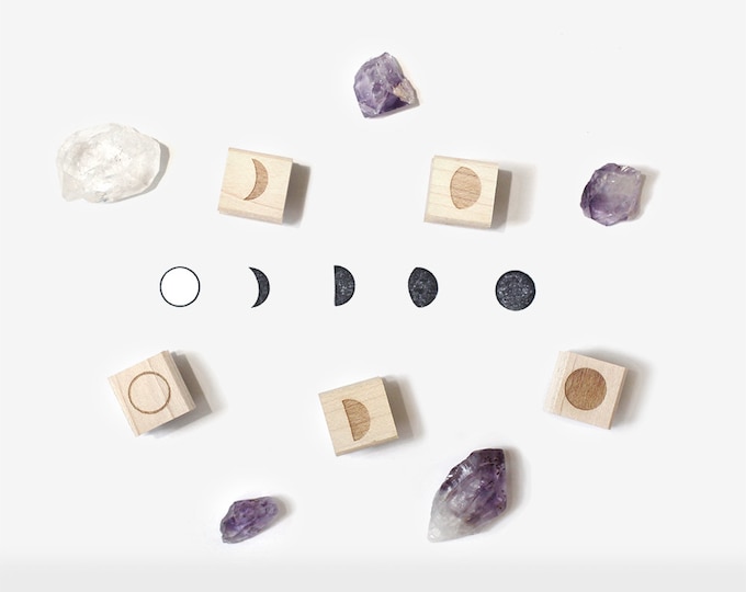 Moon Phases Mini Rubber Stamp Set - Etsy