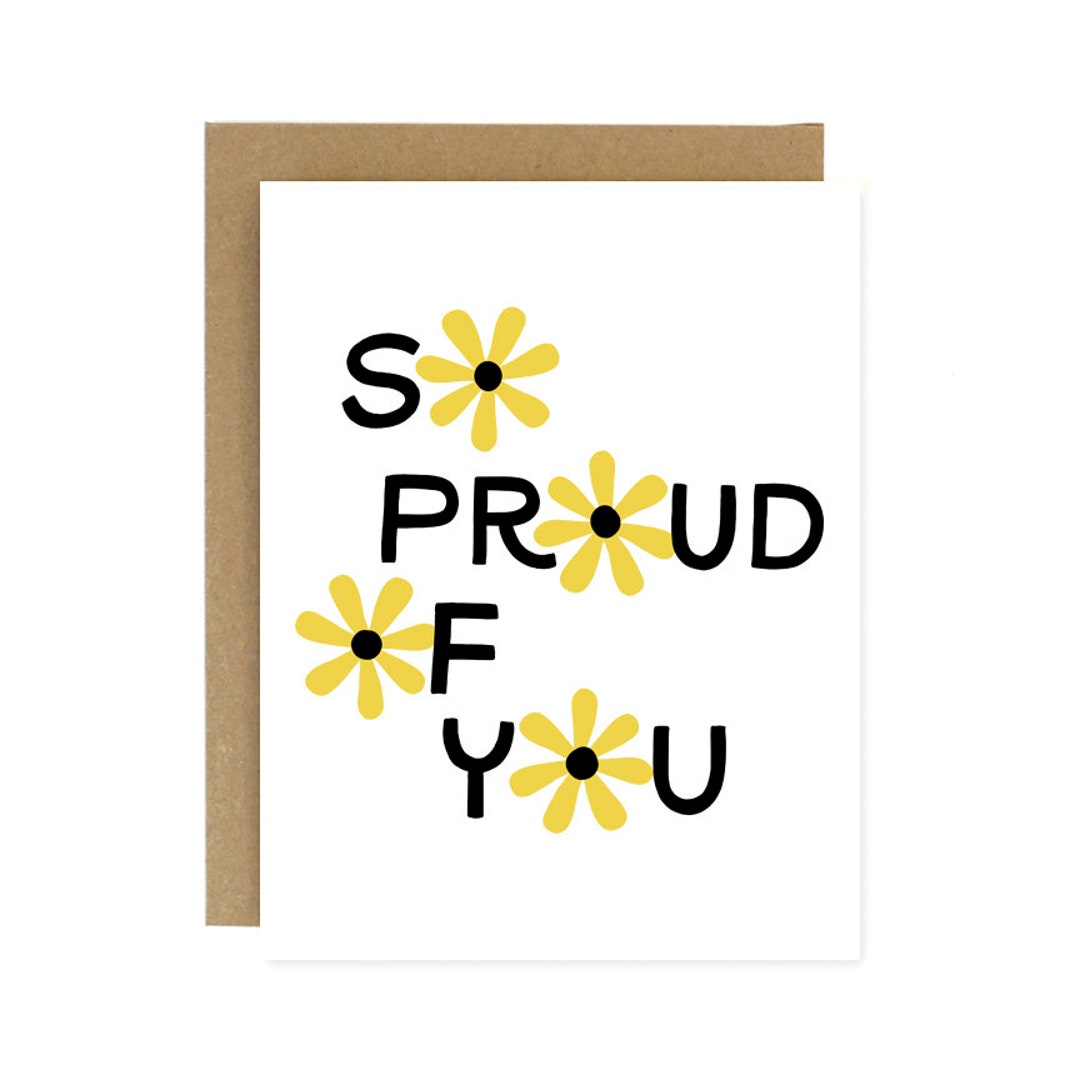 So Proud of You Card - Screen Printed Folding- Celebration and Congrats ...