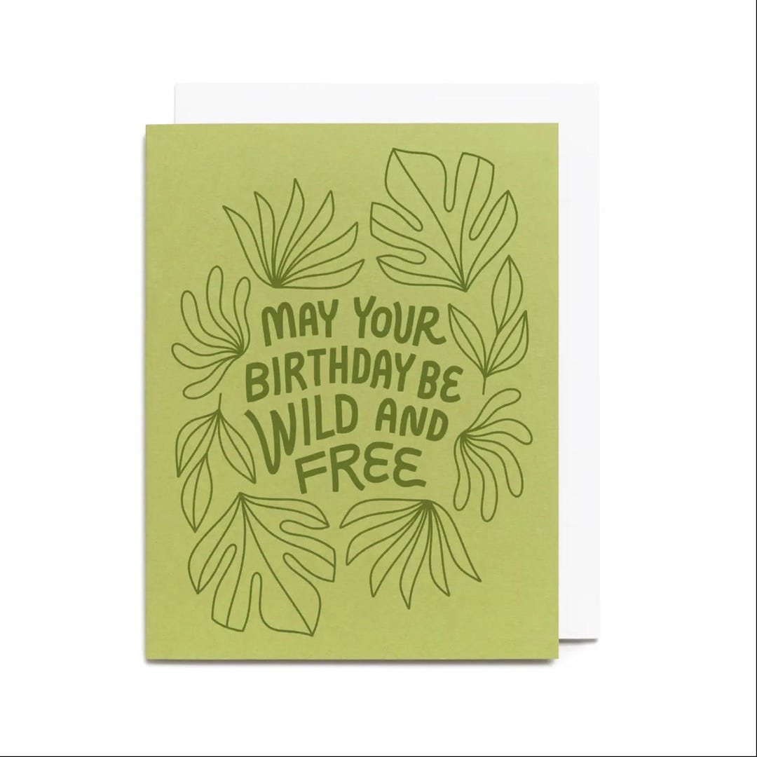 Wild & Free Tropical Plants Riso Printed Birthday Card - Etsy