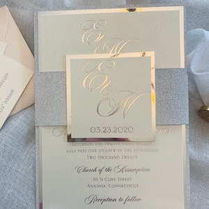 Silver Glitter Invitation, Ivory Pearlescent Invitation, Silver Glitter ...