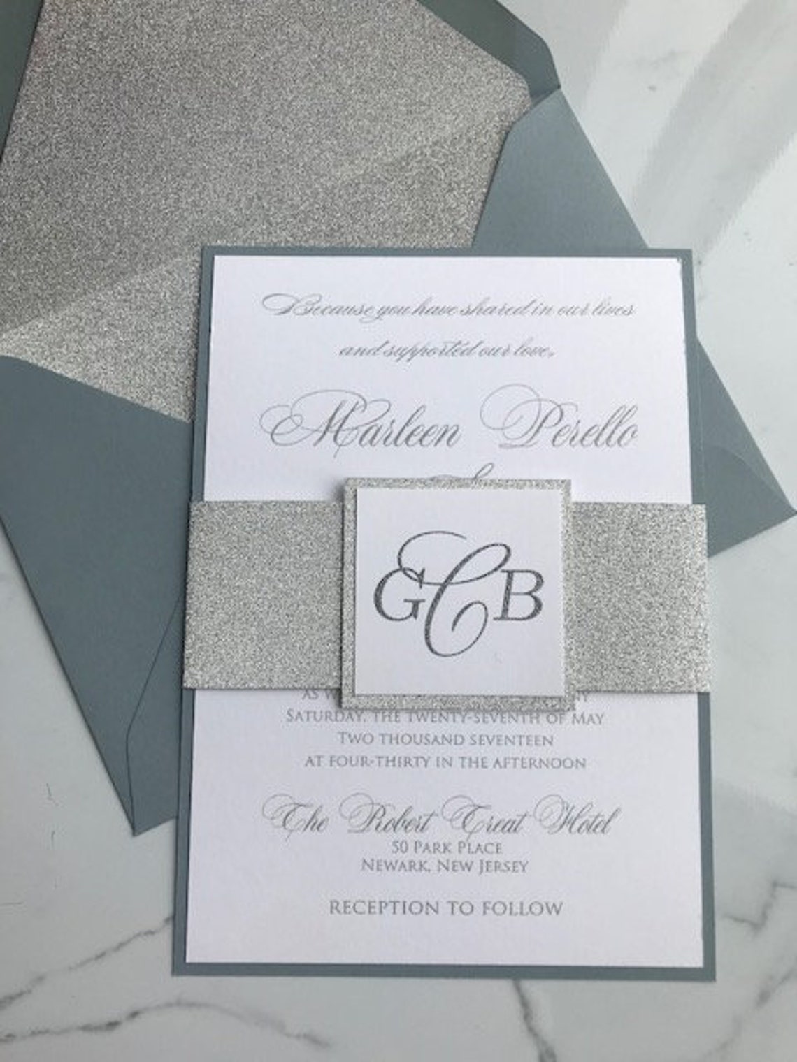 Dusty Blue Wedding Invitations Dusty Blue Invitations Silver - Etsy