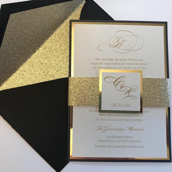 Gold Foil Invitation - Etsy