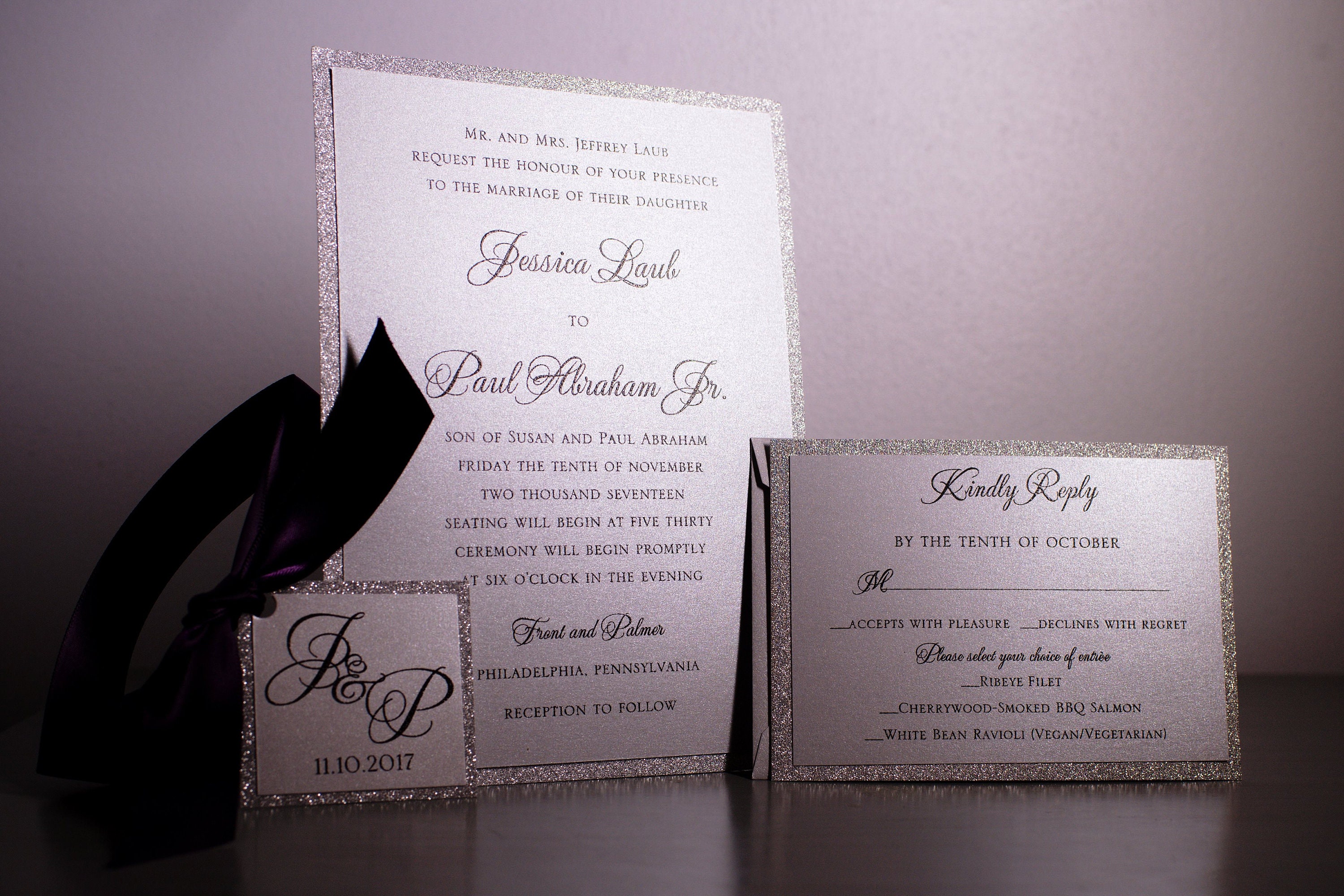 Silver Glitter Wedding Invitation Silver Glitter Wedding | Etsy