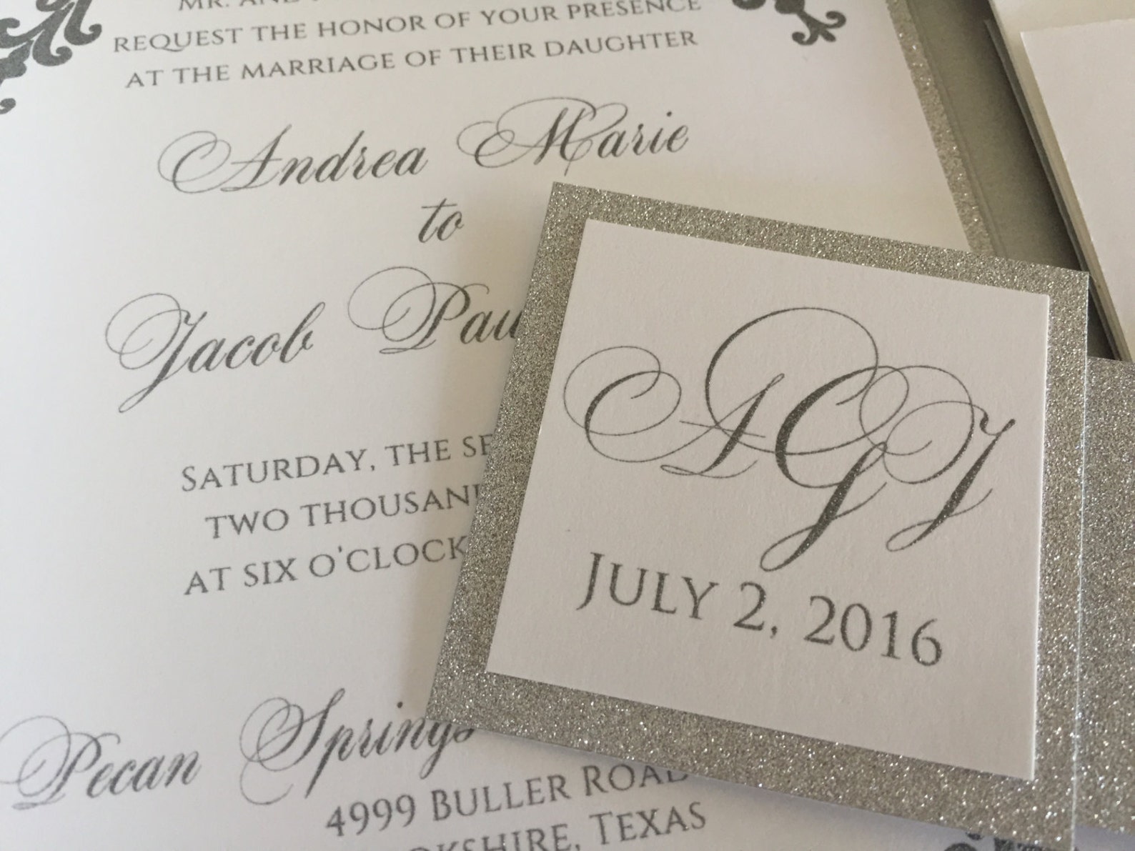 Silver Wedding Invitations Silver Glitter Pocket Wedding - Etsy