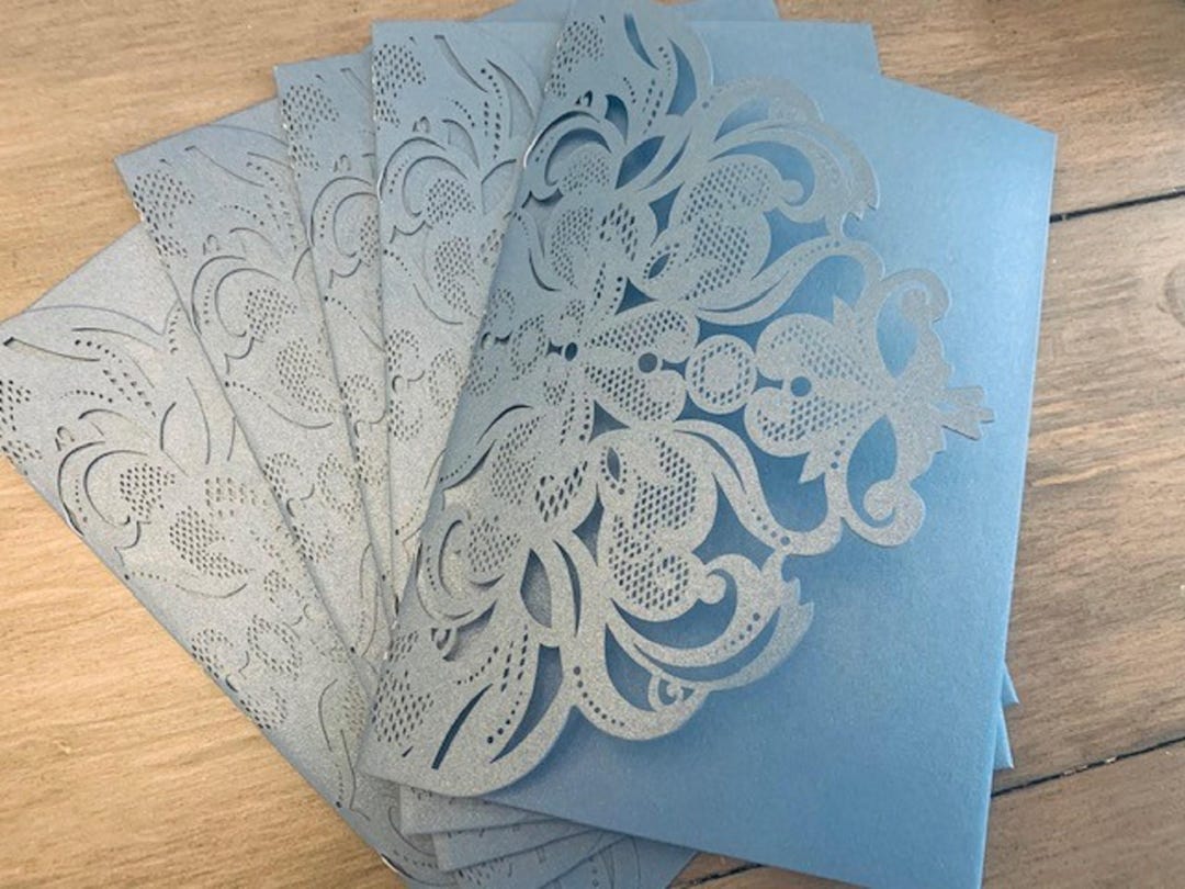 Navy Blue Shimmer Laser Cut Invitation Pockets: DIY Wedding (set of 25 ...