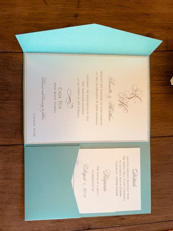 Tiffany Blue And Brown Wedding Invitations