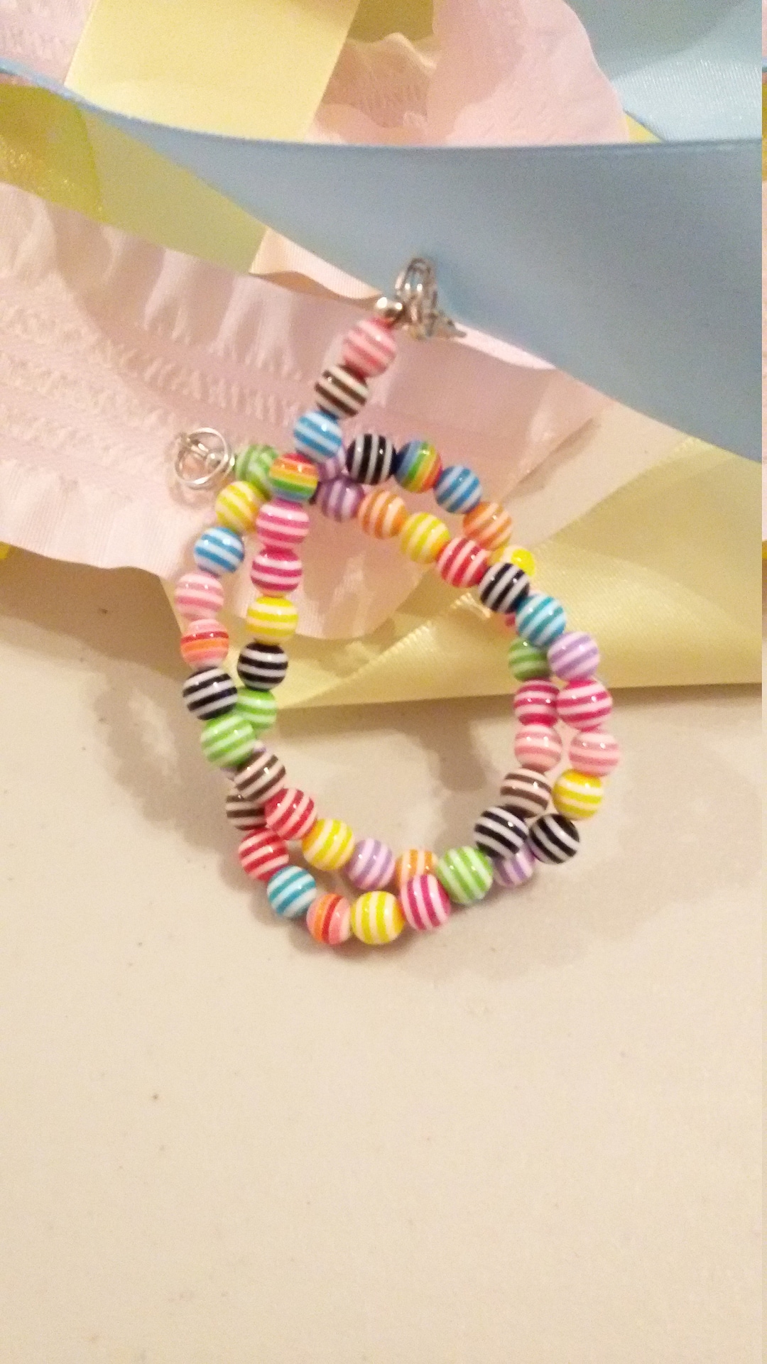 Little Girl Choker, Primary Colored Striped Acrylic Beads With Single ...