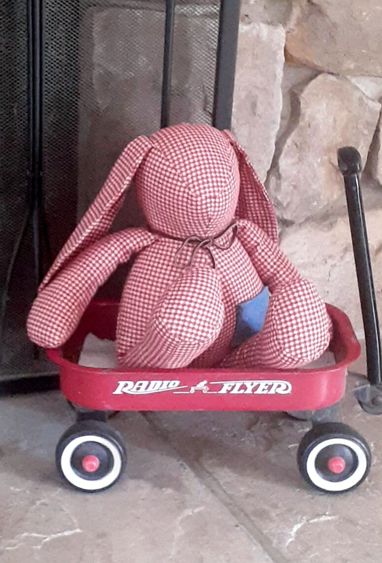 Bunny Rabbit Stuffed Toy Replica, Vintage Style, Handmade, Red Gingham ...