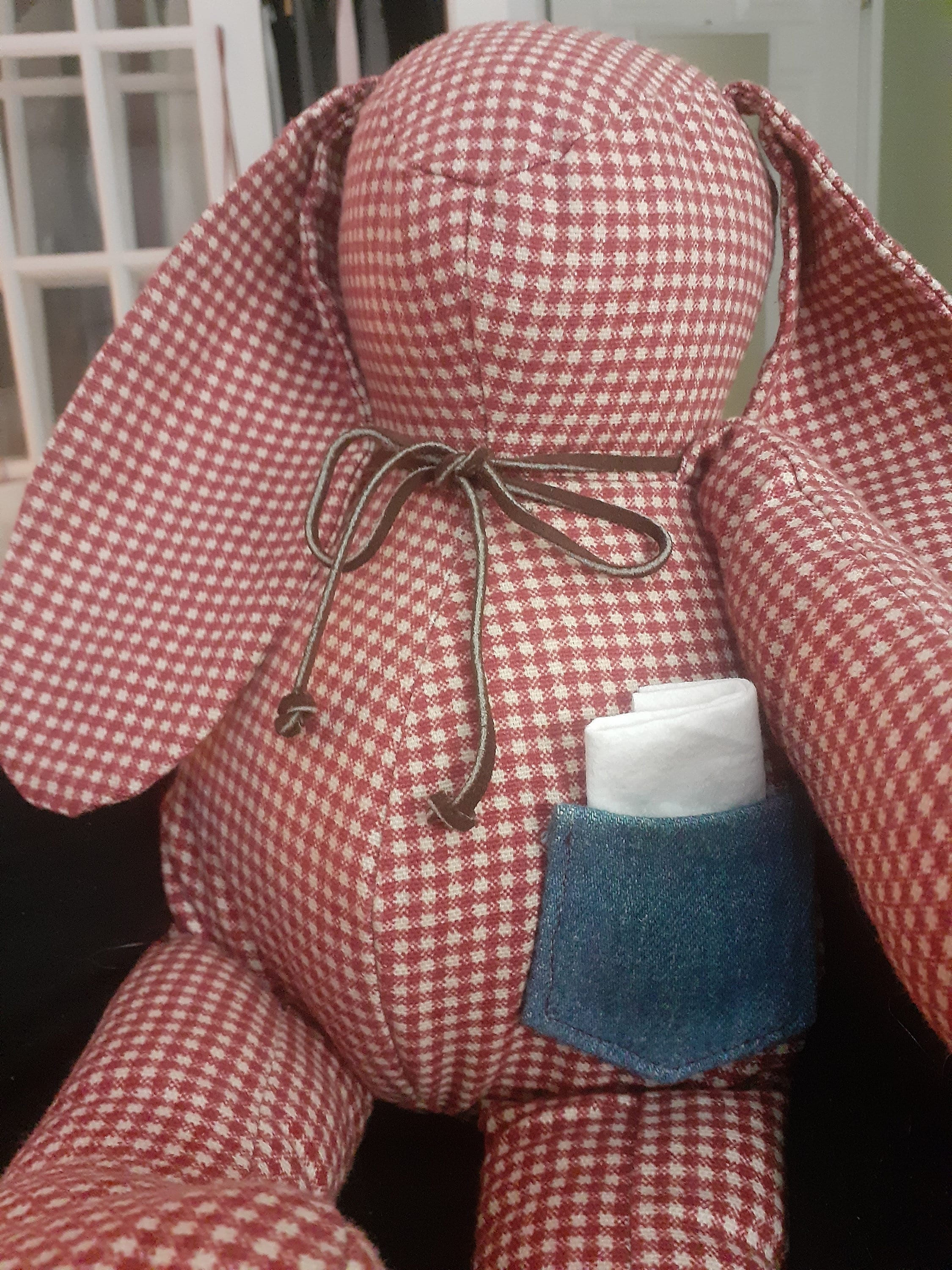 Bunny Rabbit Stuffed Toy Replica, Vintage Style, Handmade, Red Gingham ...