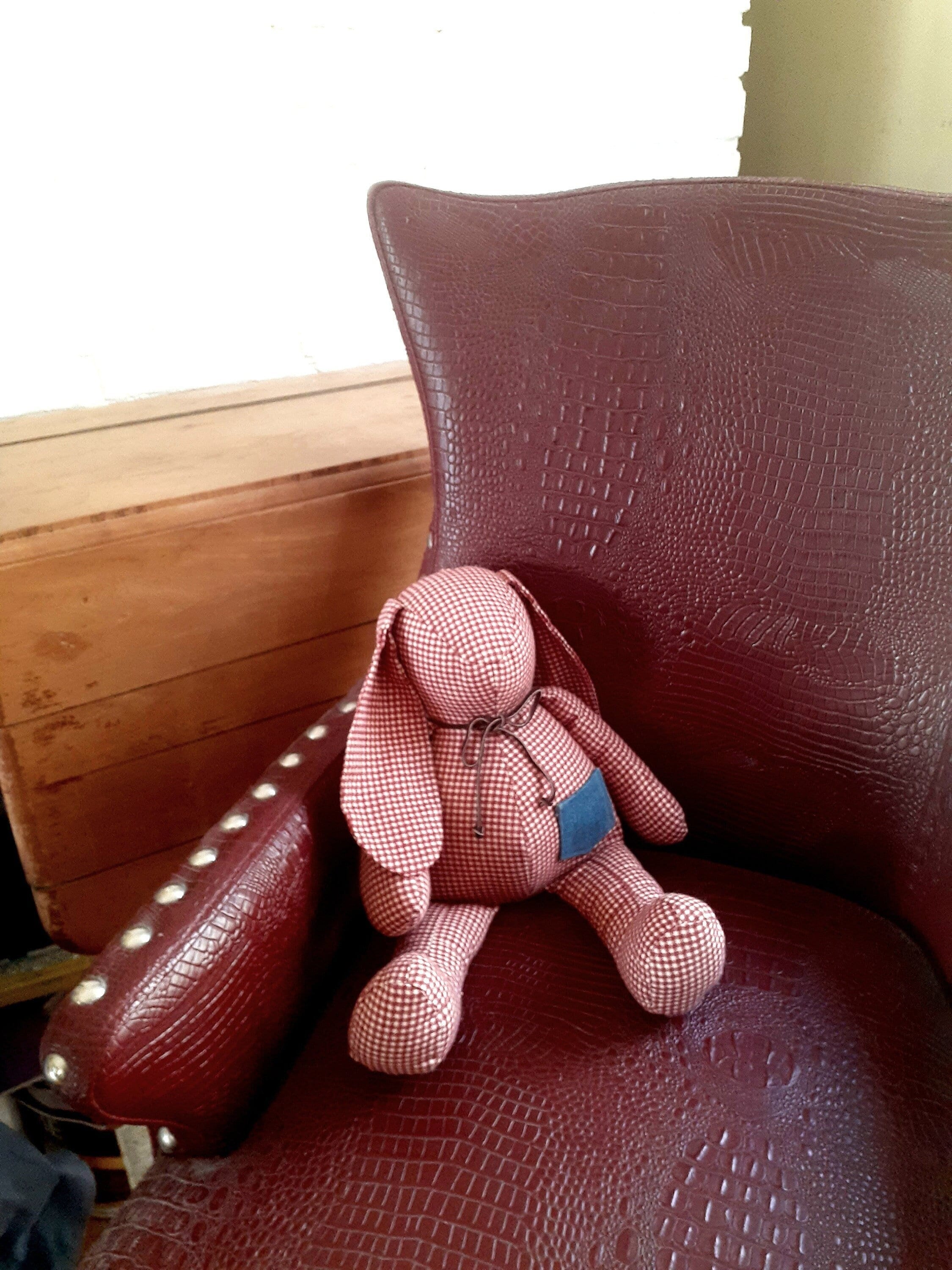 Bunny Rabbit Stuffed Toy Replica, Vintage Style, Handmade, Red Gingham ...