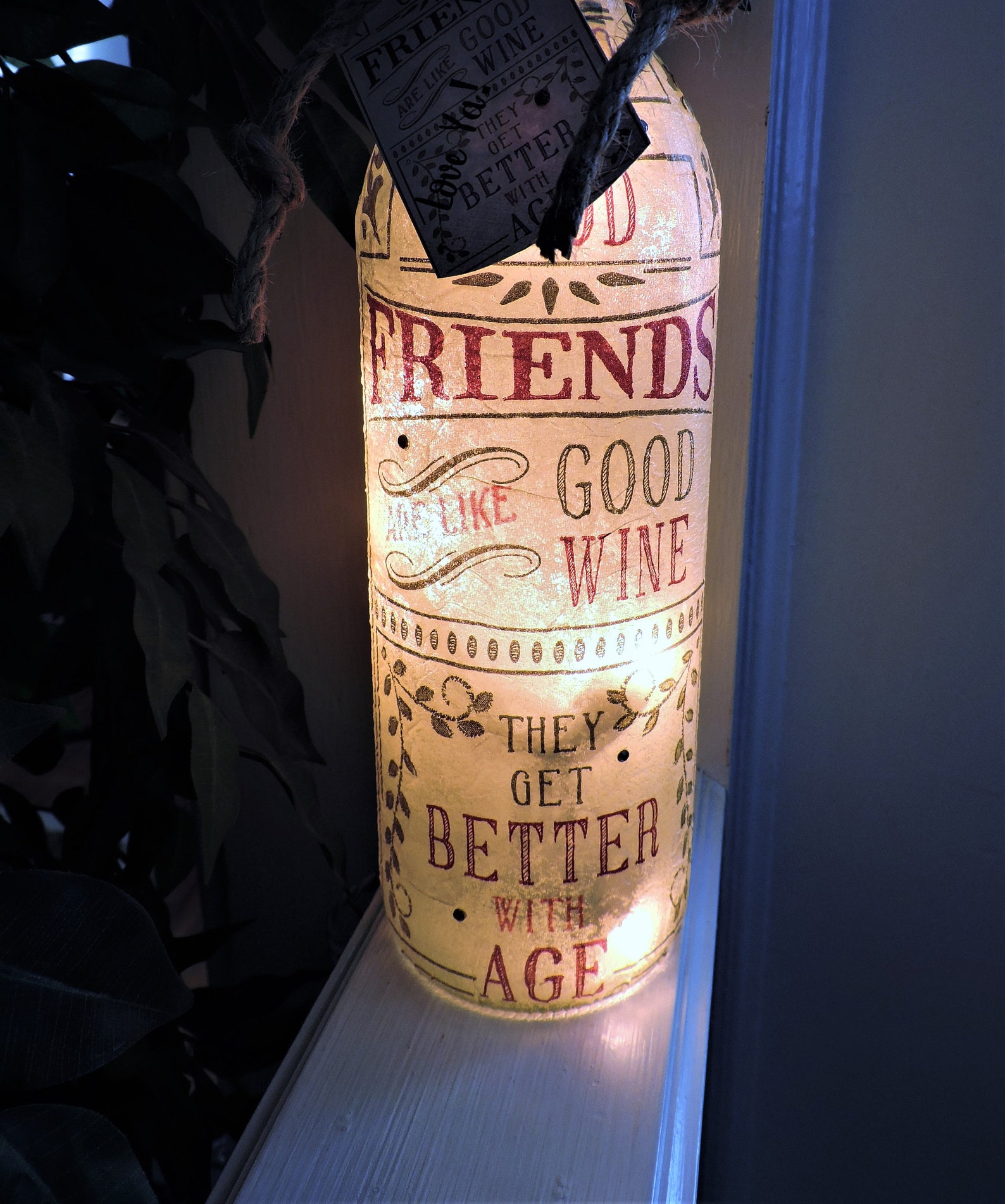 Best Friend Gift Friends Accent Lamp Wine Bottle Lamp - Etsy
