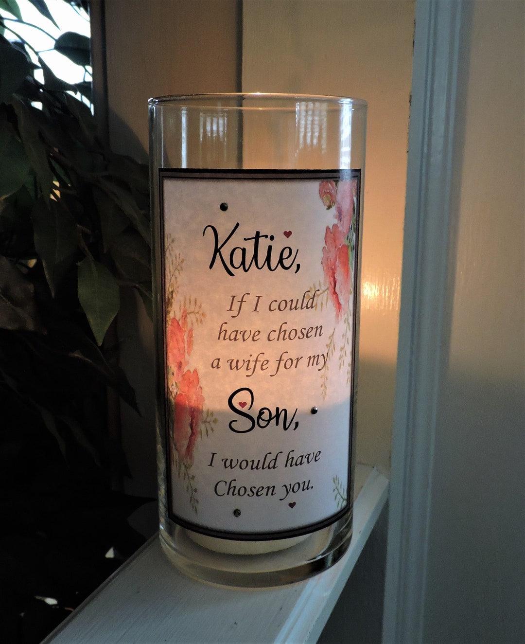 Personalized Future Daughter in Law DIL Engagement Gift Peach Floral ...
