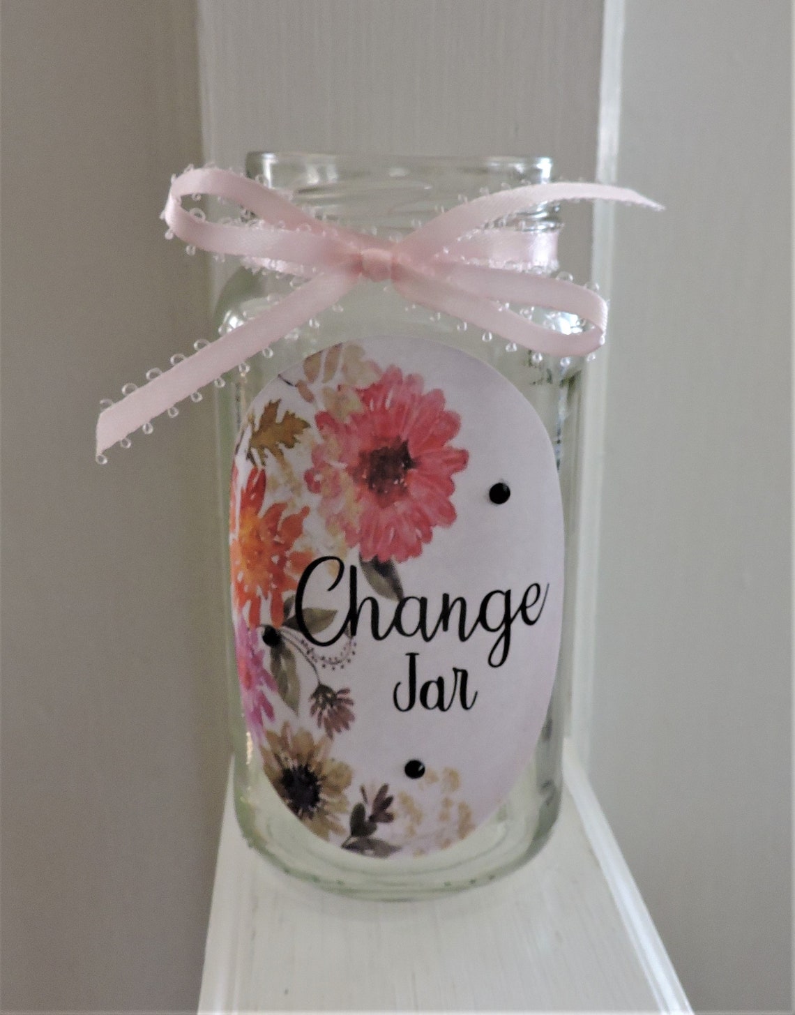 Glass Change Jar Pink Coin Jar Women's Gifts Kitchen - Etsy
