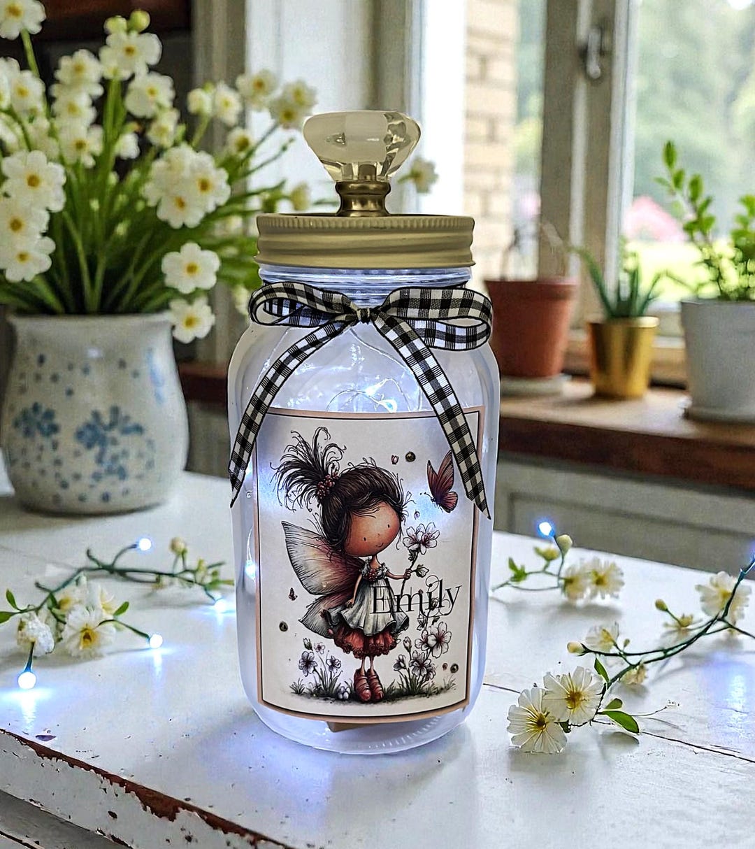 Whimsical Fairy Girl Mason Jar Nursery Lamp With Fairy Lights ...