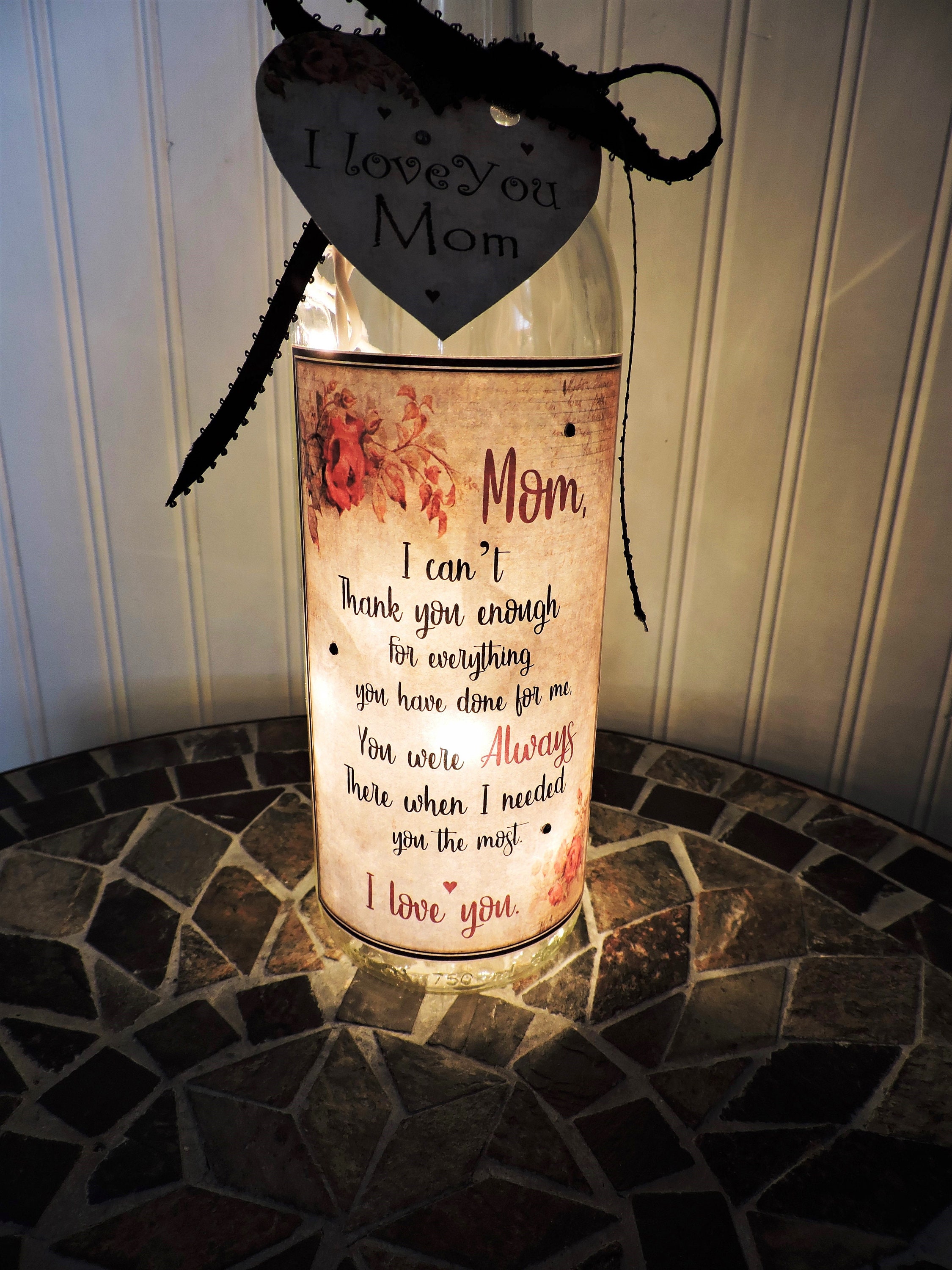 Mom Wine Bottle Light Mother's Day Gift Mom Birthday | Etsy