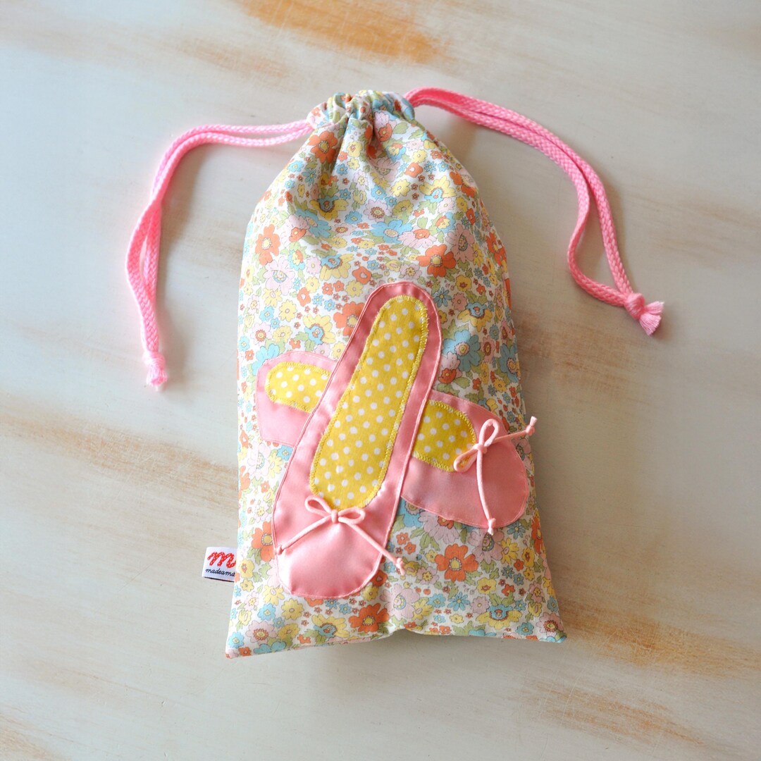 Handmade Ballet Shoe Bag: Pastel Floral Print Cotton Drawstring Bag - Etsy