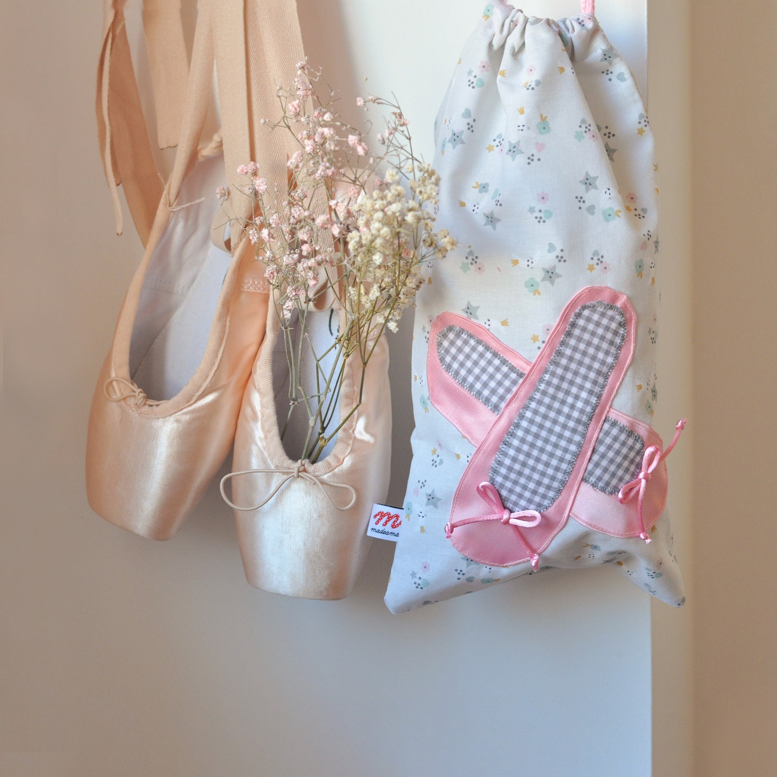 Ballet Shoe Bag, Handmade Cotton Dance Bag, Sac to Carry Dance ...